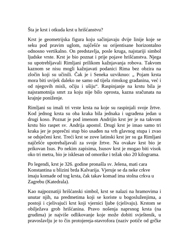 Šta Je KRST I Otkuda KRST U Hrišcanstvu | PDF
