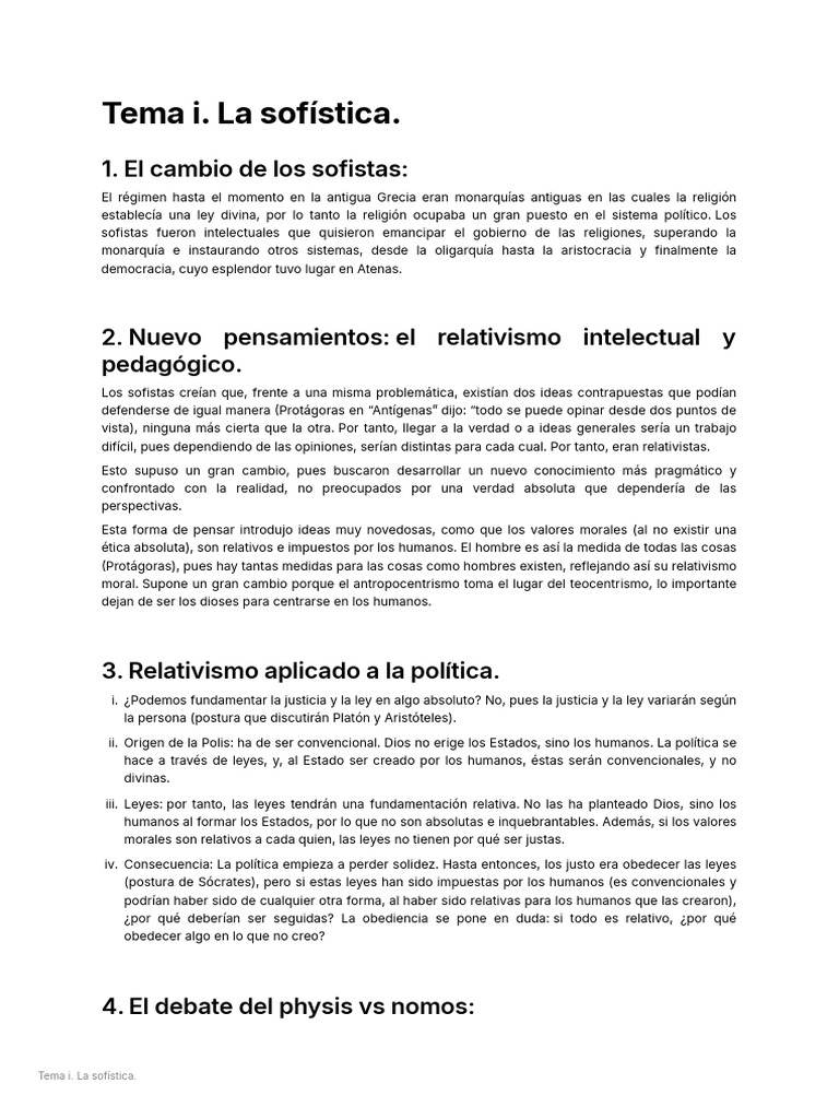 Tema 1. La Sofística | PDF | Relativismo | Platón