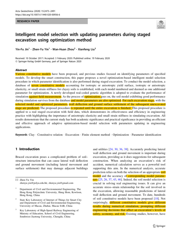 Intelligent Model Selection for Excavation | PDF | Genetic Algorithm ...