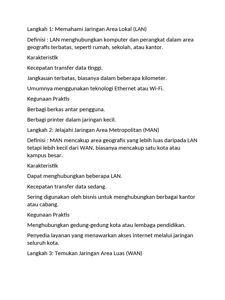 Perbedaan LAN, MAN, WAN, dan Internet | PDF