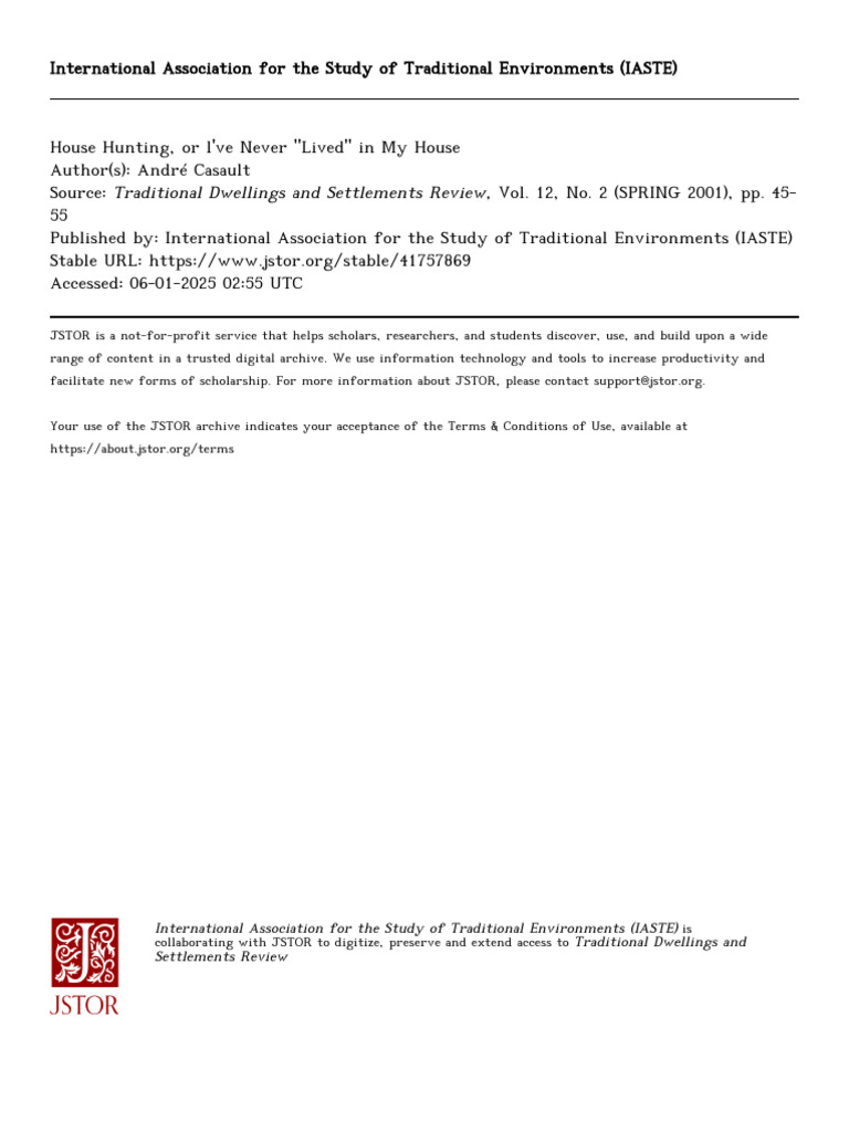 Casault - 2001 - House Hunting, or L've Never Lived in My House | PDF ...