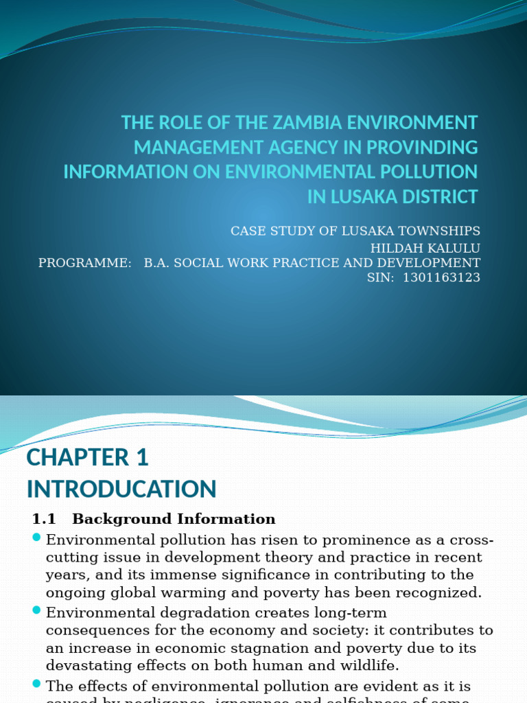 The Role of The Zambia Environment Management Agency | PDF ...