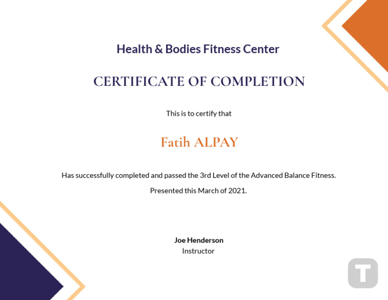 Balance Fitness Certificate Template | PDF