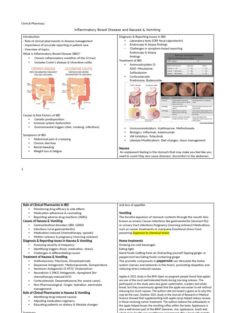 Clinical Pharmacy semi final reviewer | PDF | Inflammatory Bowel ...