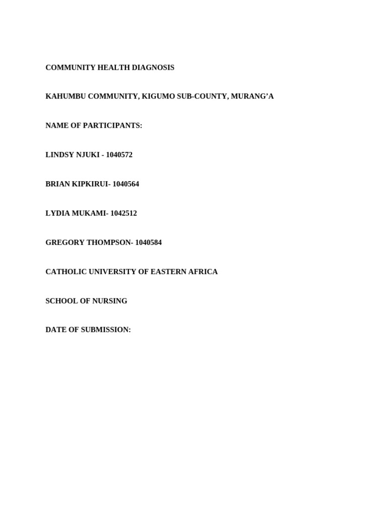 KAHUMBU COMMUNITY DX FINAL Artzero 015706 | PDF | Family Planning | Preventive Healthcare