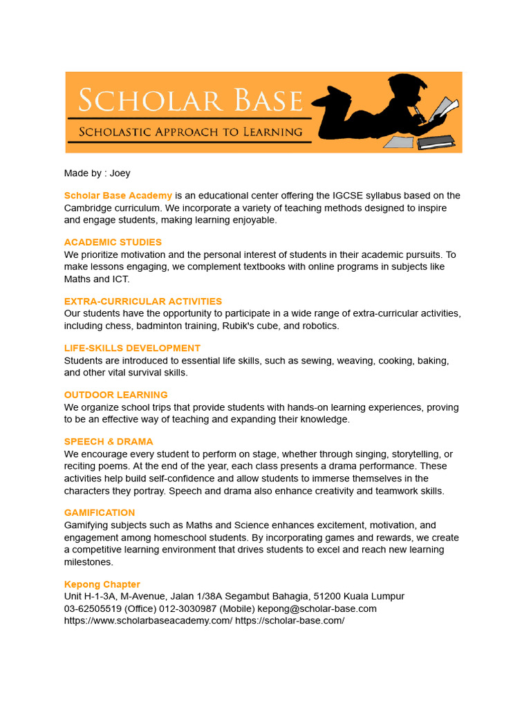 IGCSE Education and Activities at Scholar Base | PDF