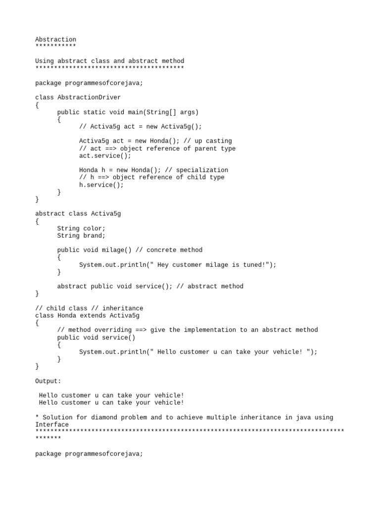 Java Abstraction and Inheritance Examples | PDF
