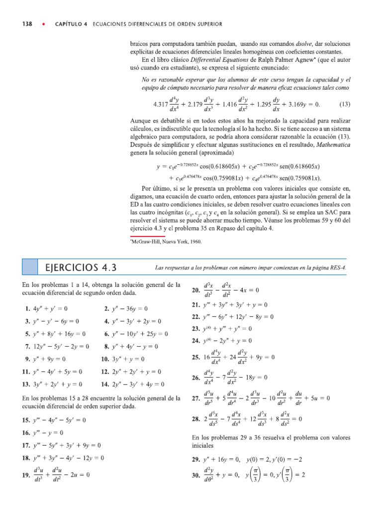 Ejercicios Ec. Homogeneas de Orden Superior | PDF