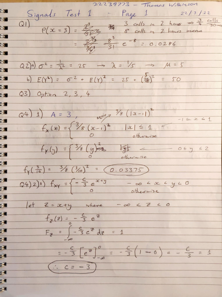 Signals Class Test 1 | PDF
