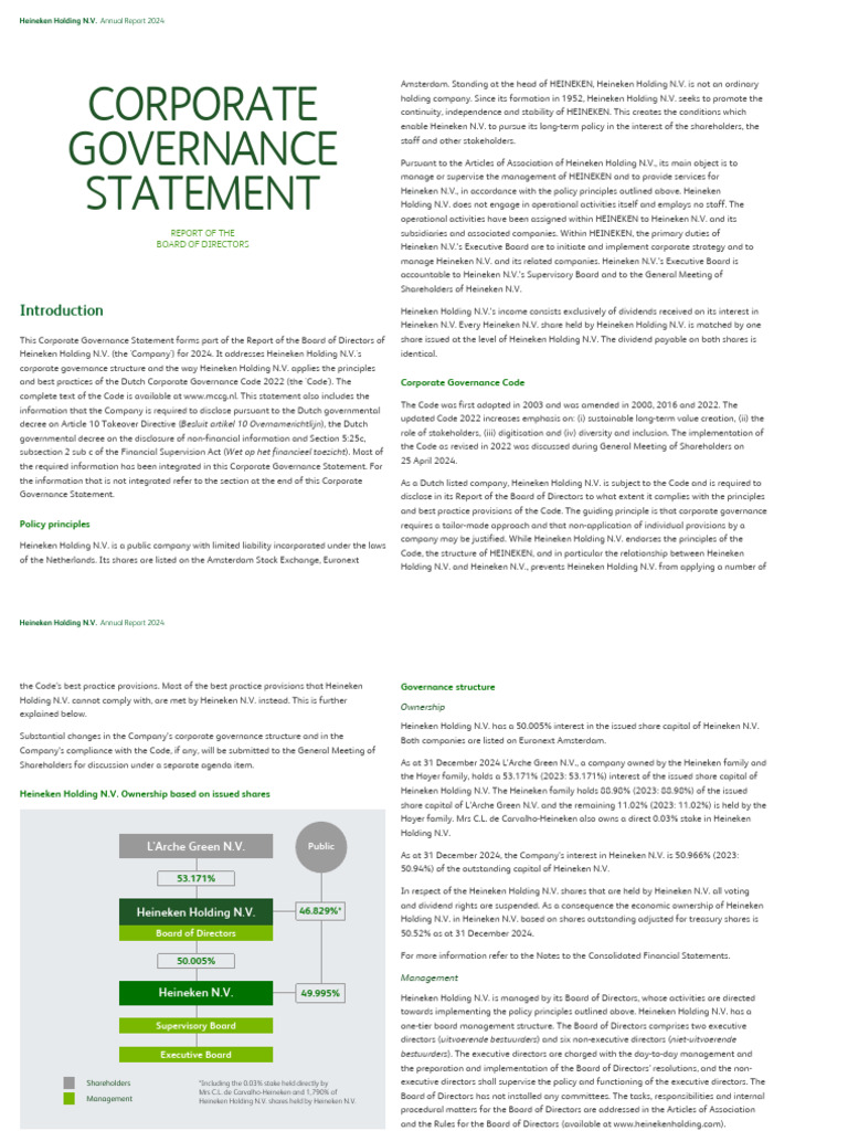 Heineken Holding N.V. Governance 2024 | PDF | Board Of Directors ...