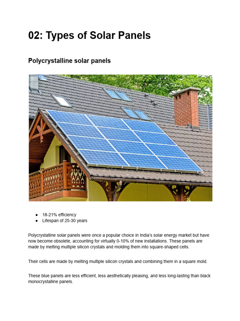 Types of Solar Panels | PDF | Thin Film Solar Cell | Solar Cell