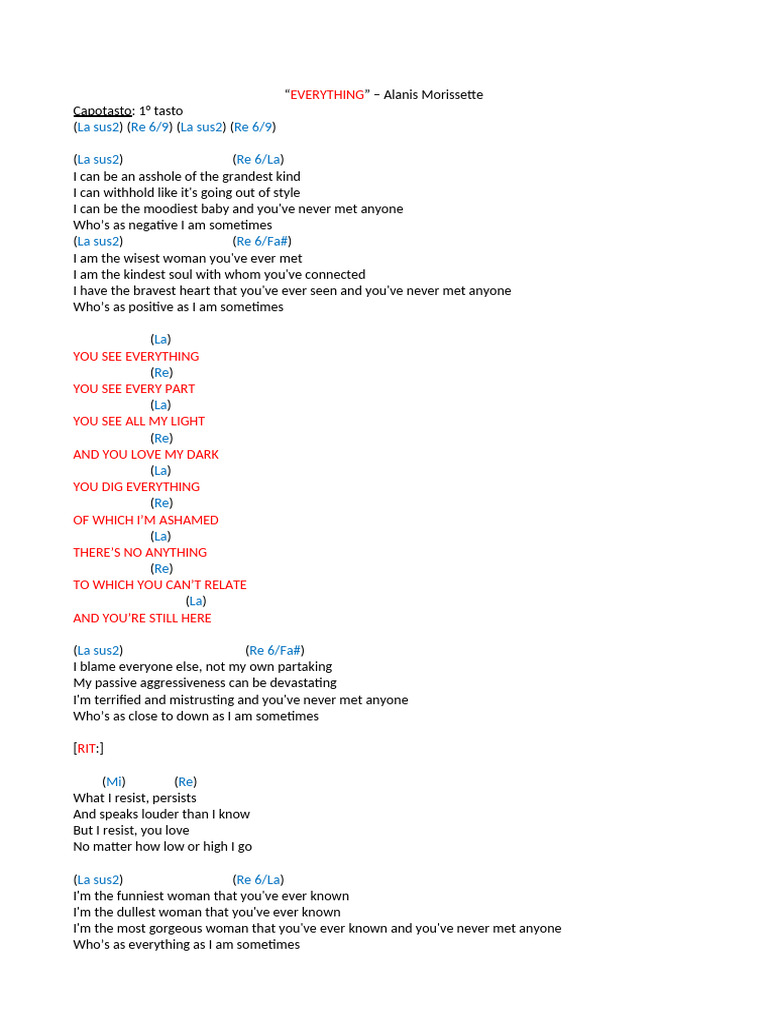 Alanis Morissette's "Everything" Lyrics Analysis | PDF