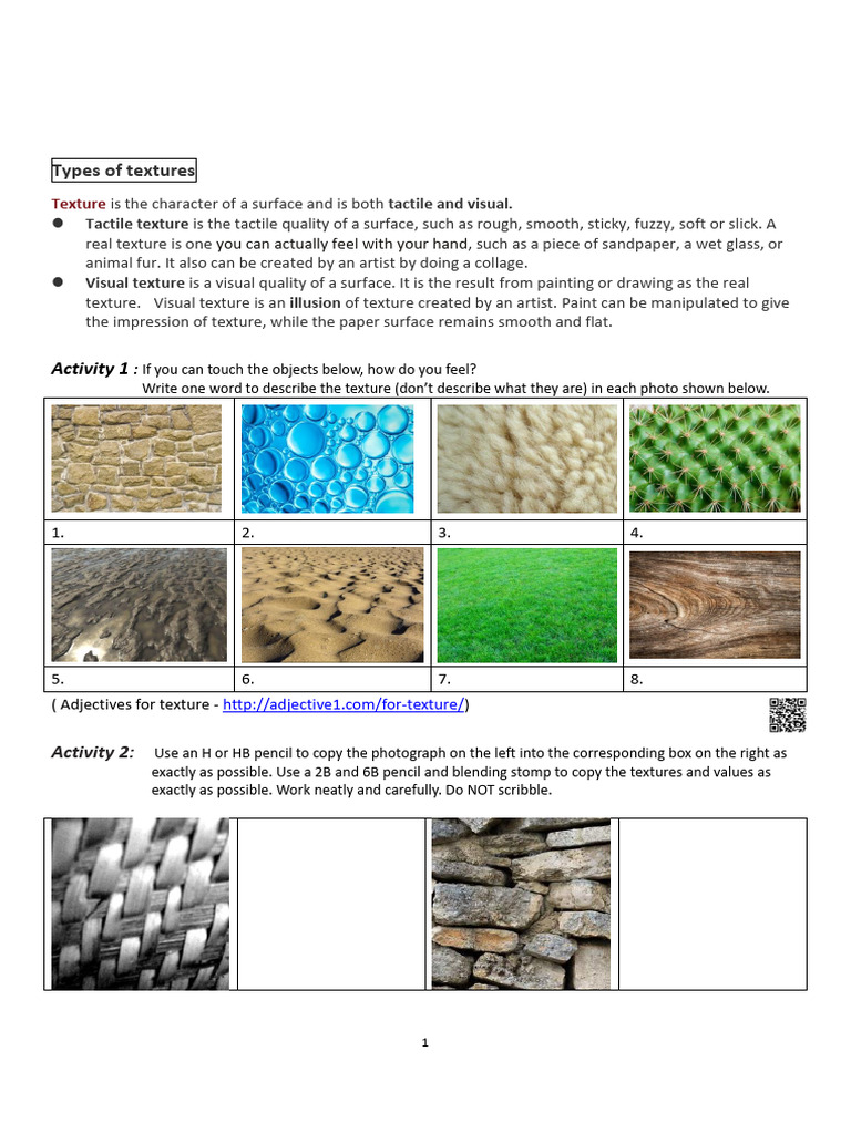Form 1 - Elements of Art - Texture | PDF