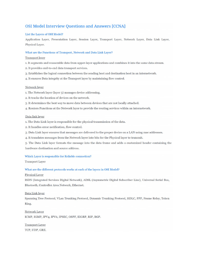 CCNA Interview QNA | PDF