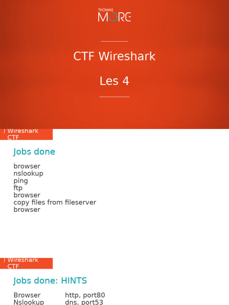 Security Policies Les 4 CTF Wireshark | PDF