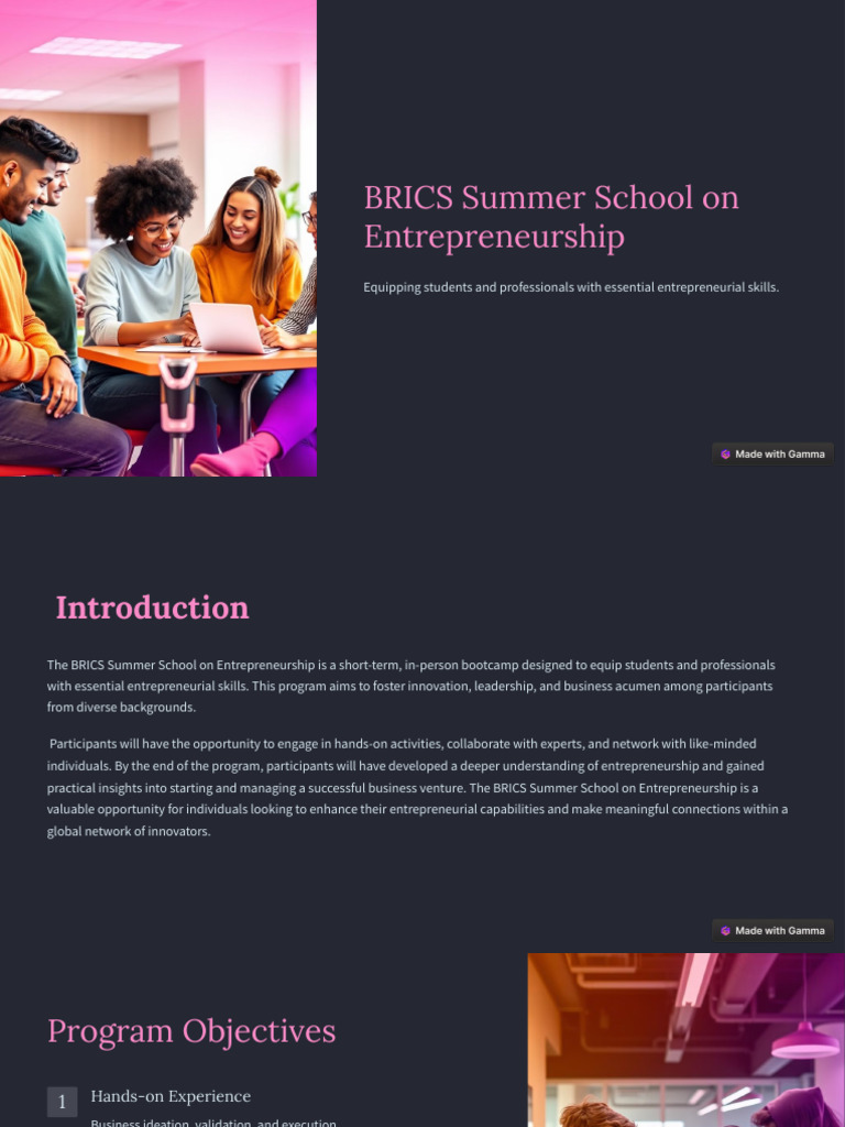 BRICS Summer School On Entrepreneurship | PDF | Entrepreneurship | Mentorship