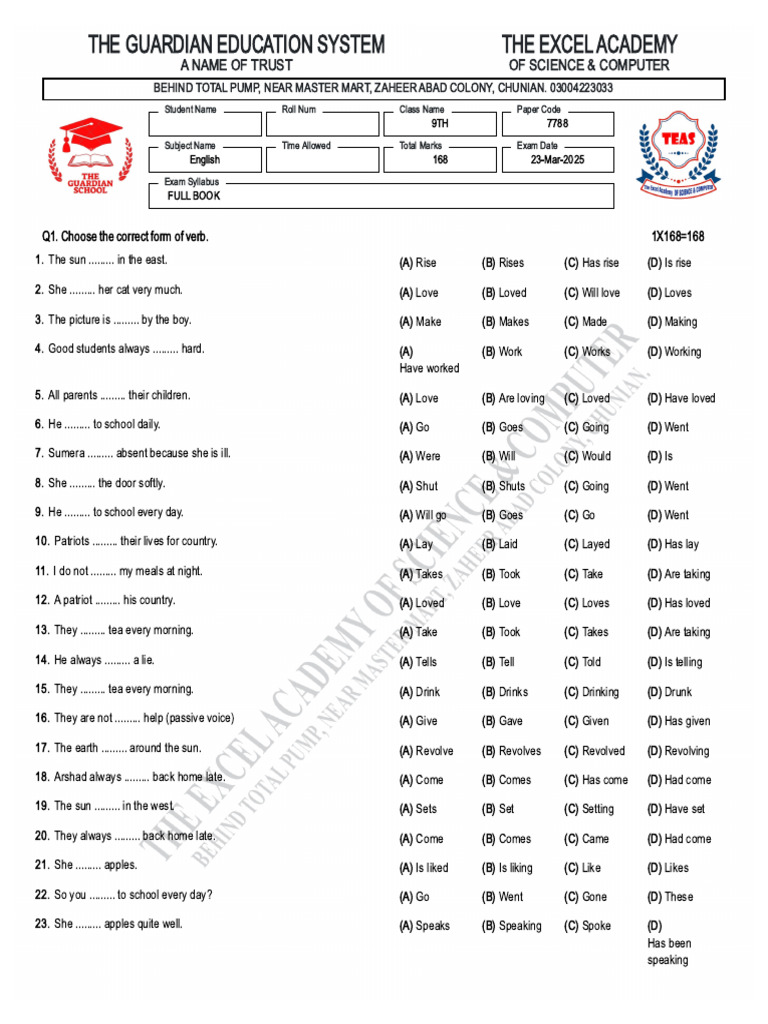 Correct Form of Verb All | PDF