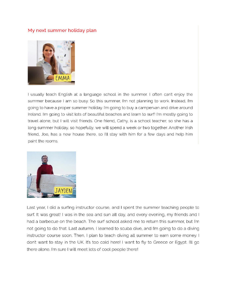 My Next Summer Holiday Plan | PDF