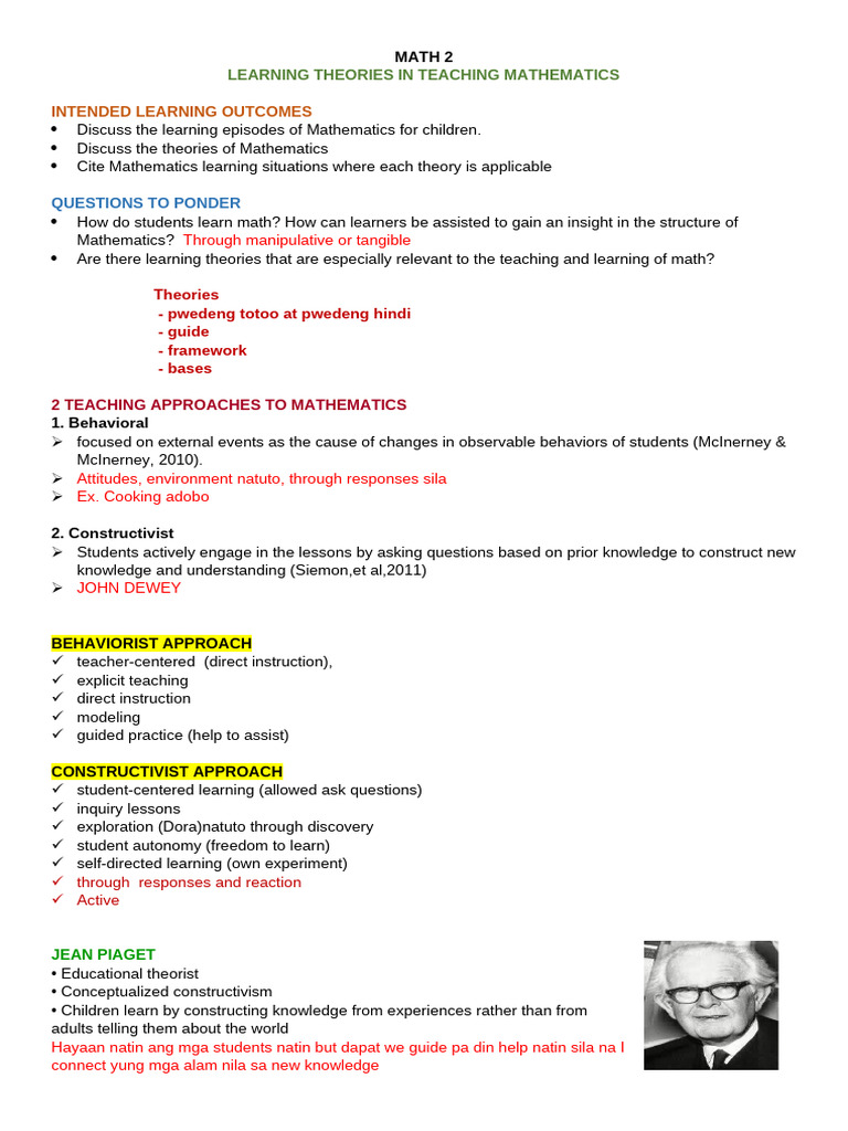 Math Midterm Lesson 2 | PDF | Learning | Learning Theory (Education)