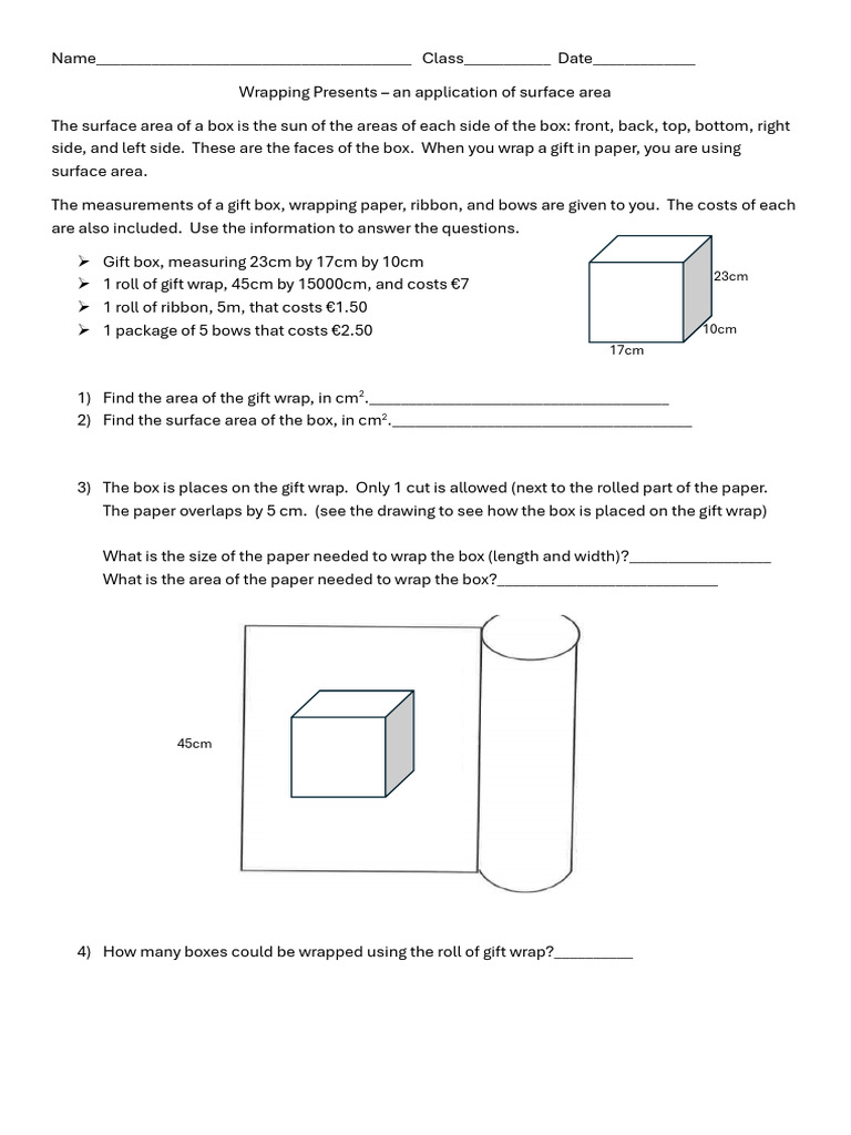 Wrapping Presents and Surface Area | PDF