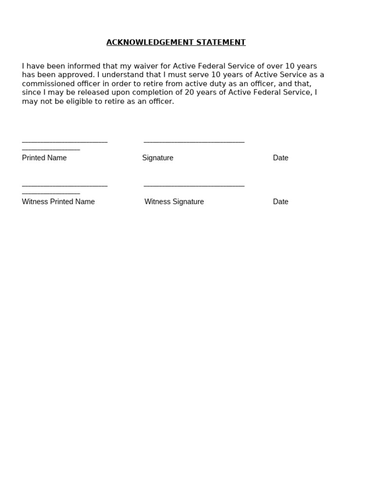 Acknowledgement Statement | PDF