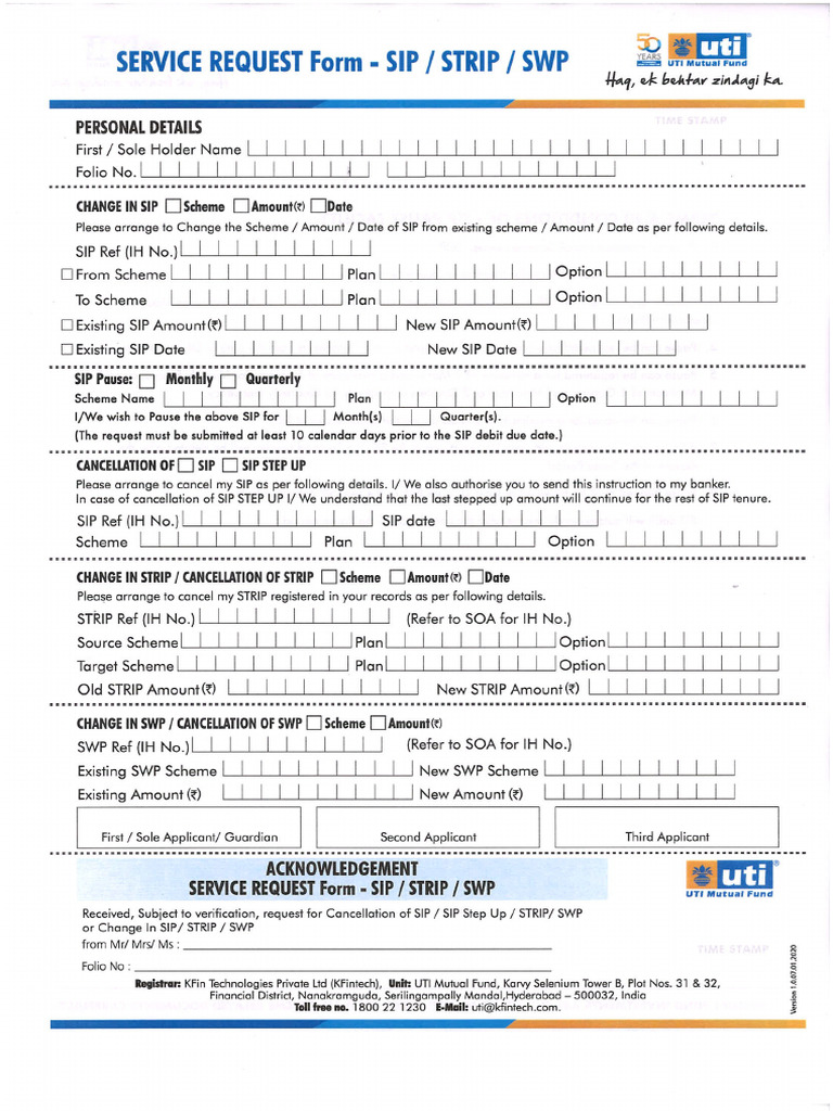 SWP SIP STOP FORM | PDF
