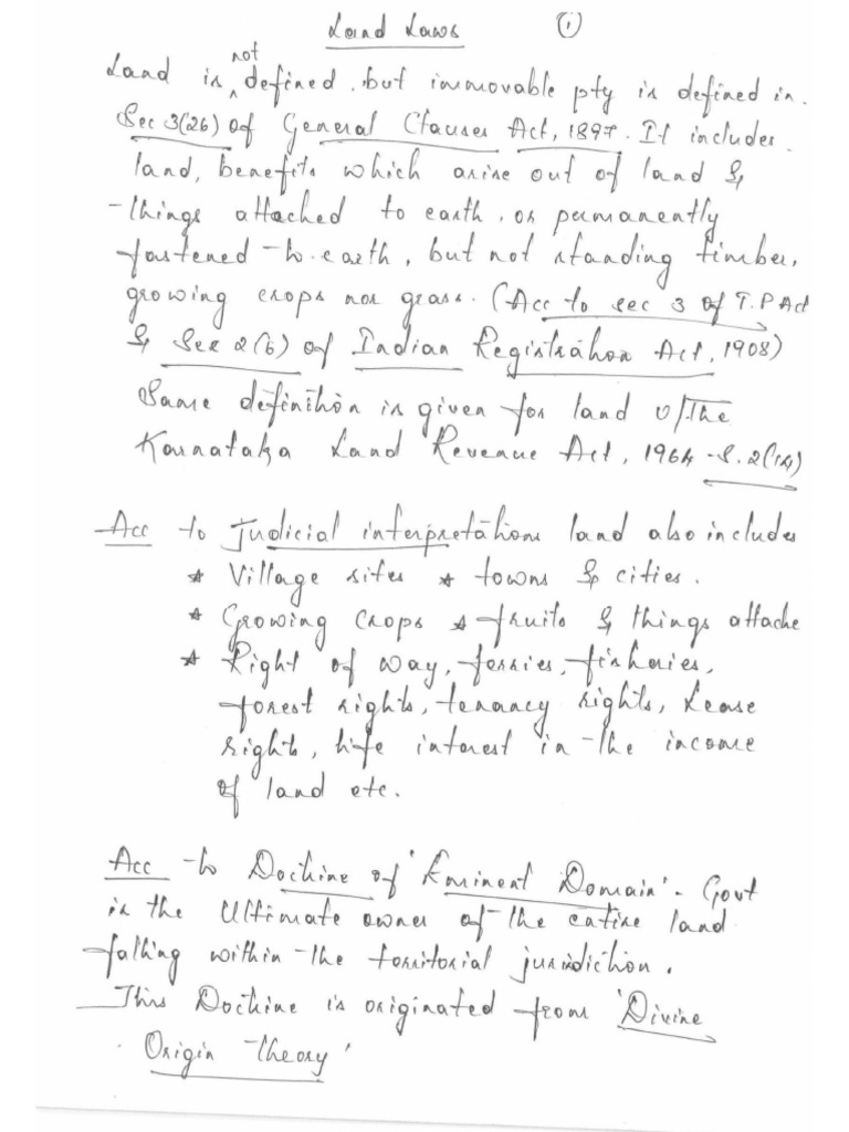 Land Law Notes-I | PDF