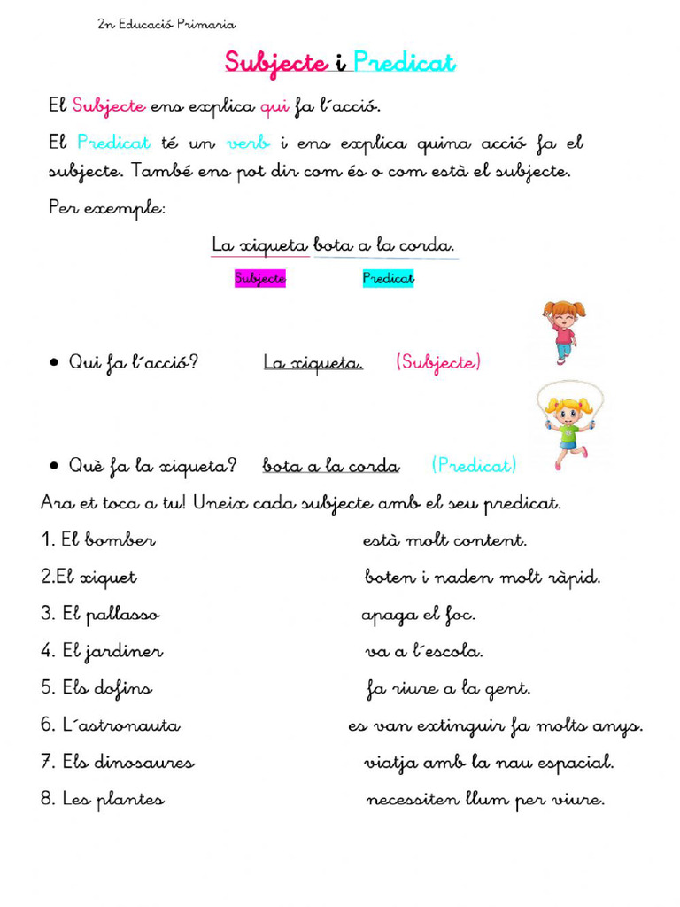 Subjecte I Predicat 2 Primaria | PDF