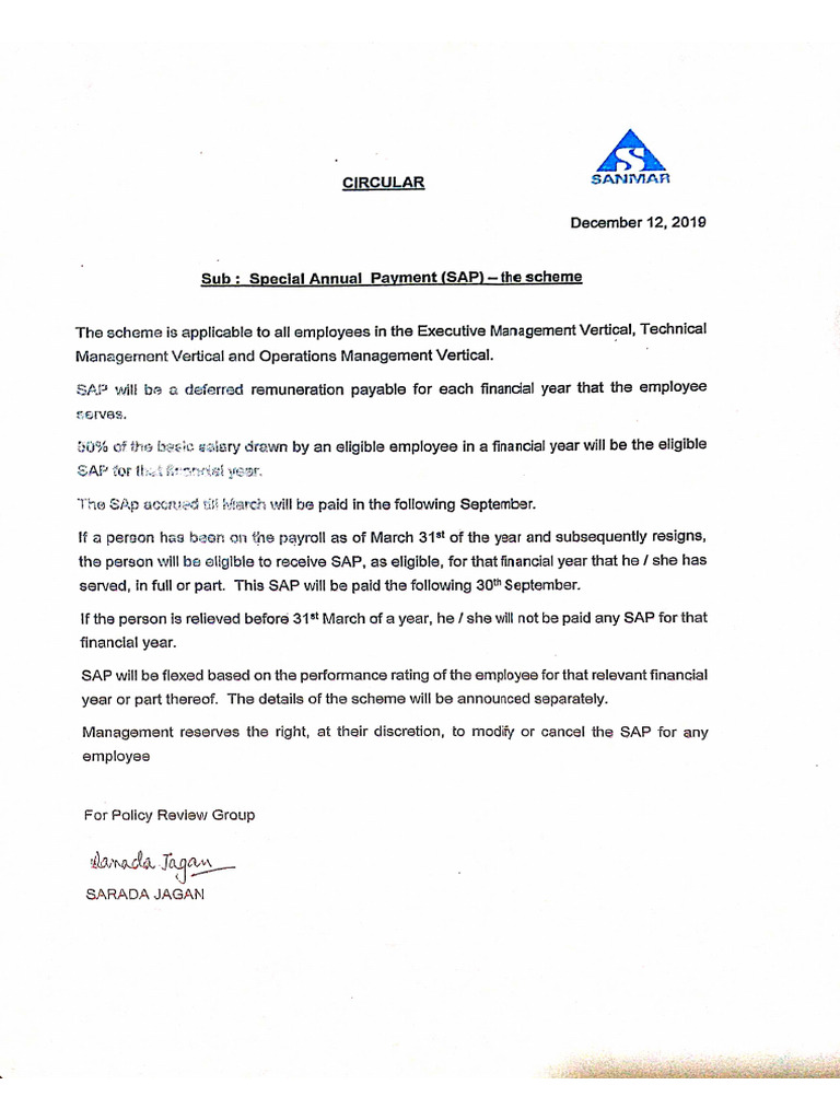 SAP Circular | PDF