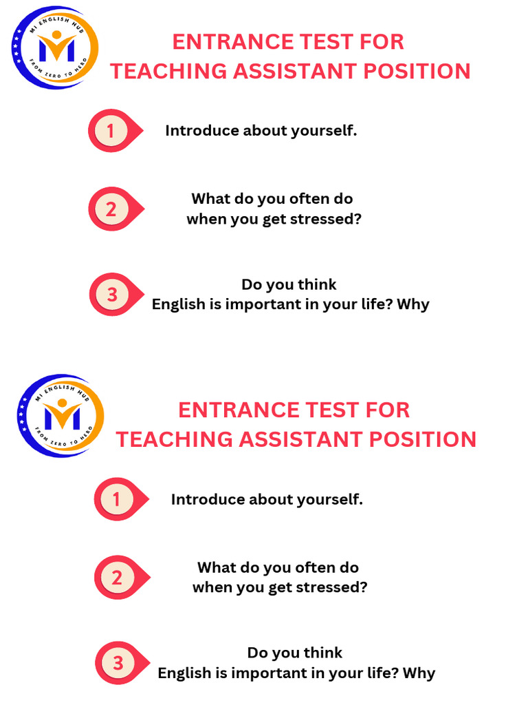 Teaching Assistant Entrance Test Guide | PDF