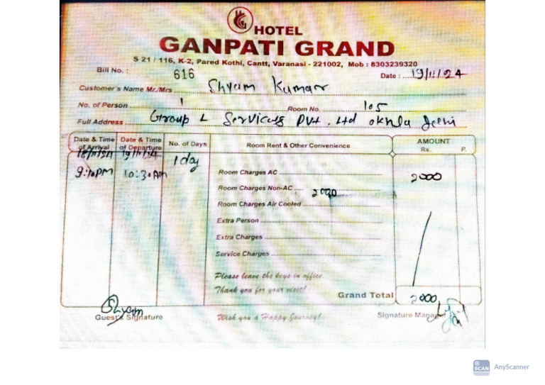 hotel ganpati grand | PDF