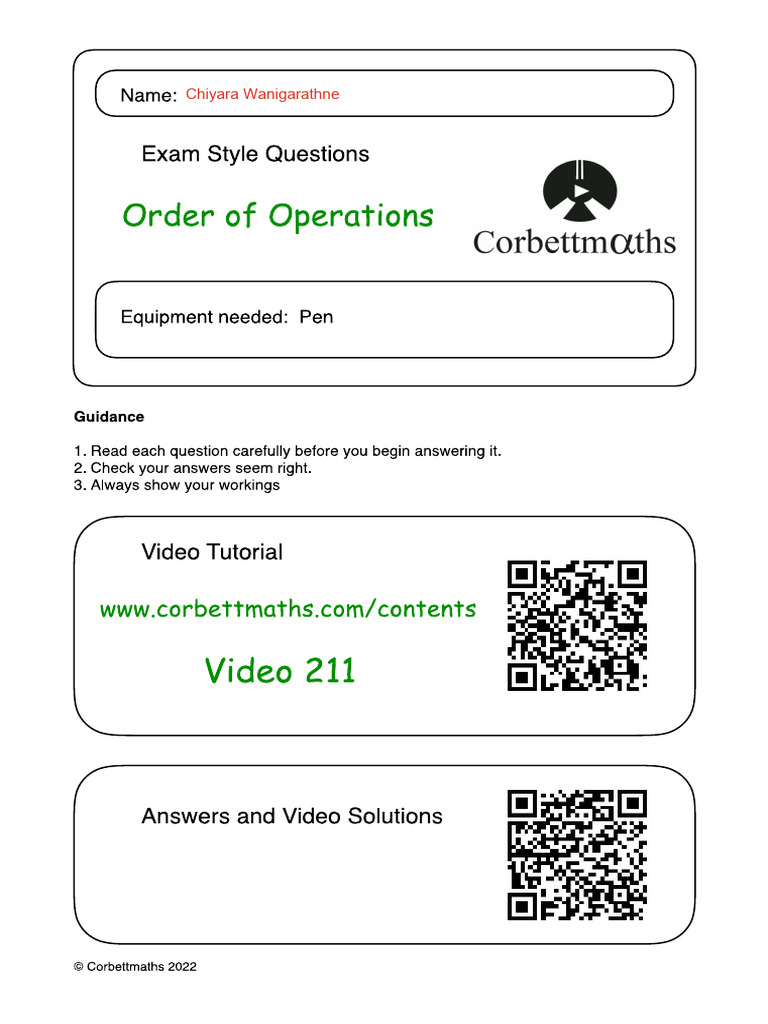 Oder of Operations .Q | PDF