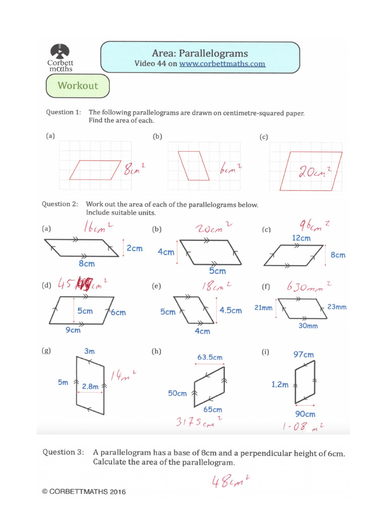 Area Parallelogram | PDF