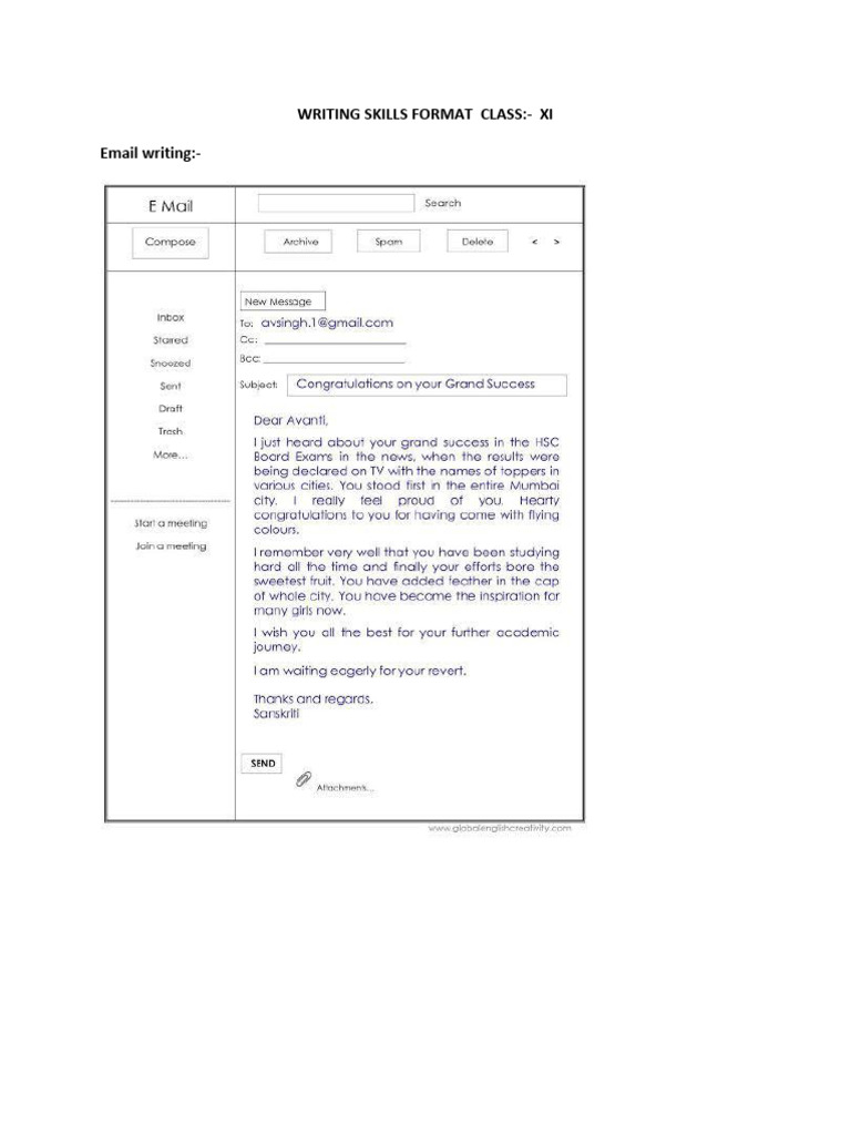 Writing Skills Guide for Class XI | PDF