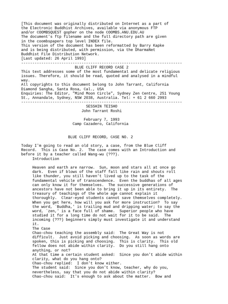 Blue Cliff Record Case 2 Analysis | PDF | Zen | Eastern Philosophy