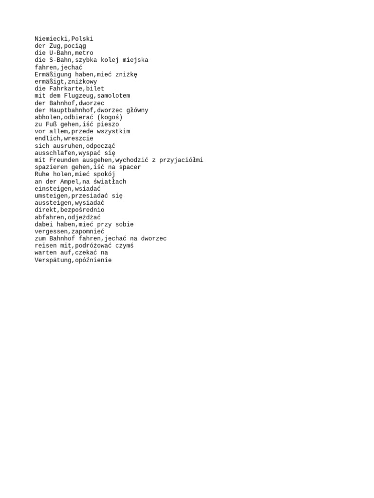 Slownictwo Niemiecki | PDF