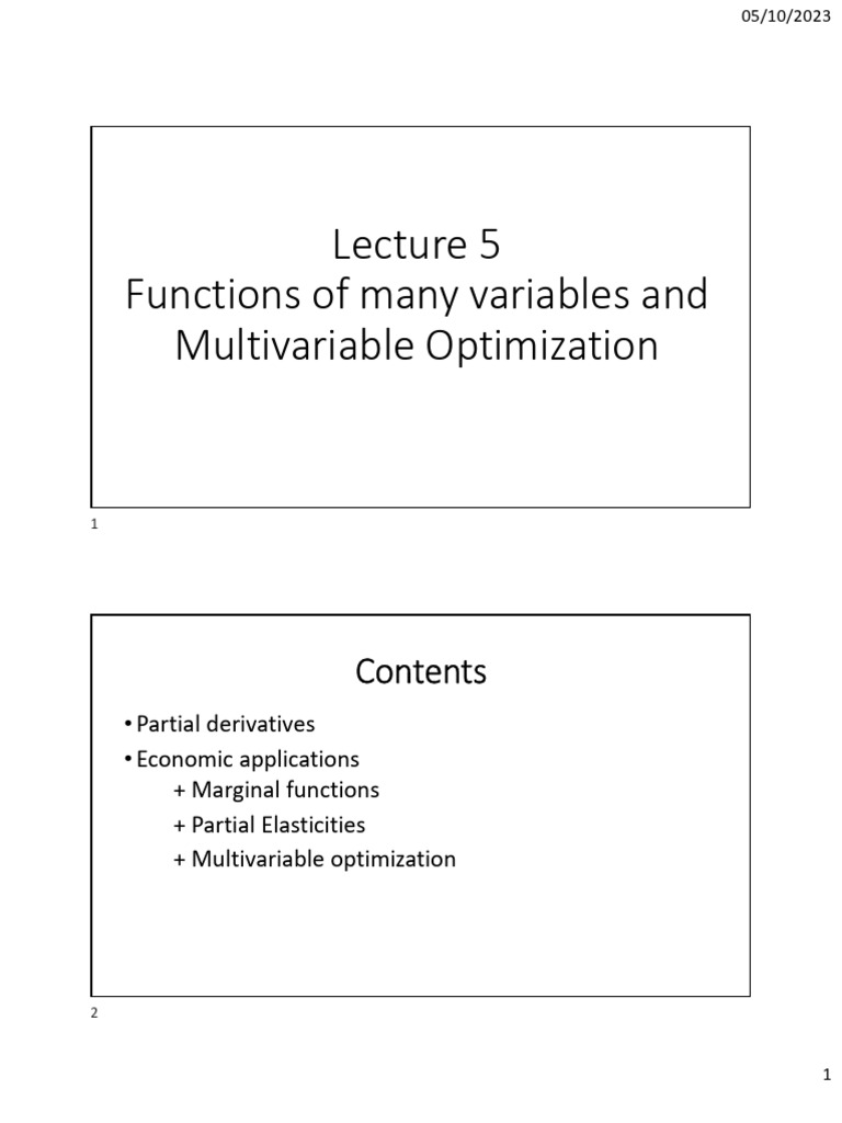 Multivariable Optimization Techniques | PDF