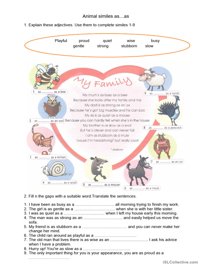 Animal Similes As As | PDF