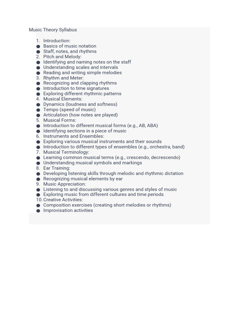 Music Theory Syllabus | PDF