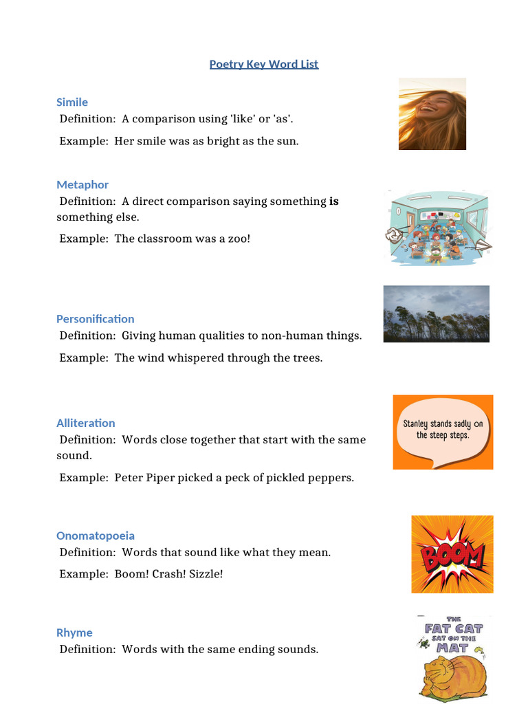 Poetry Key Terms and Definitions | PDF