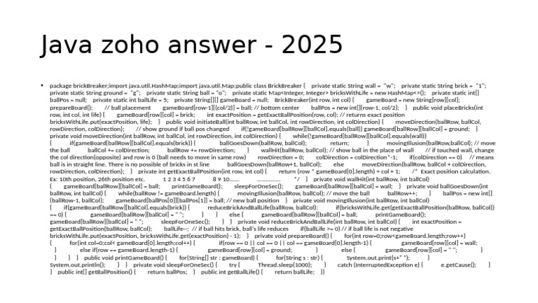 Java zoho answer - 2025 | PDF | Computer Programming | Software Engineering