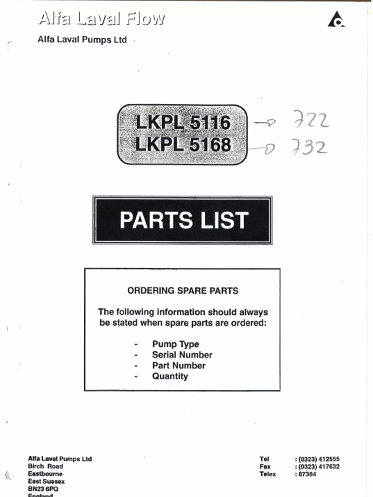 Despiece Bomba Lovular Alfa Laval | PDF