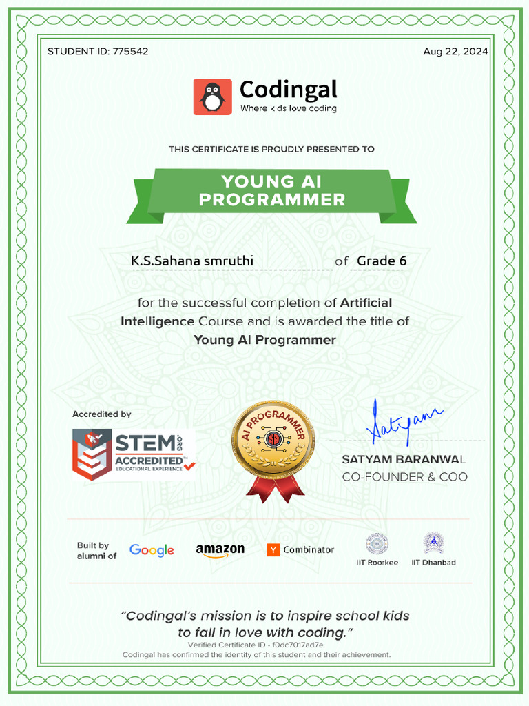 AI Programmer Certificate | PDF