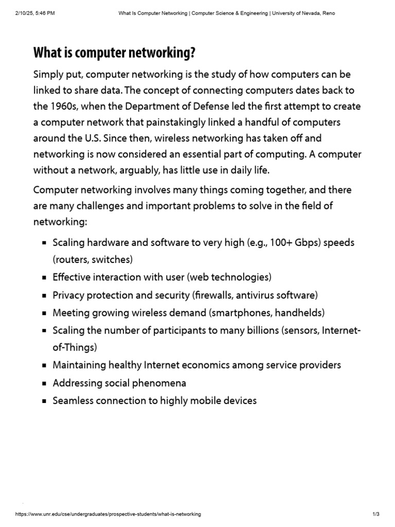 What Is Computer Networking - Computer Science & Engineering ...