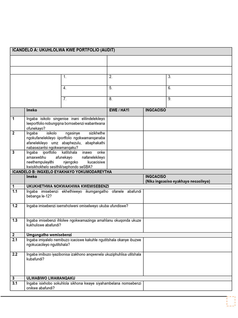 Ukuhlolwa kwePortfolio yeSBA | PDF