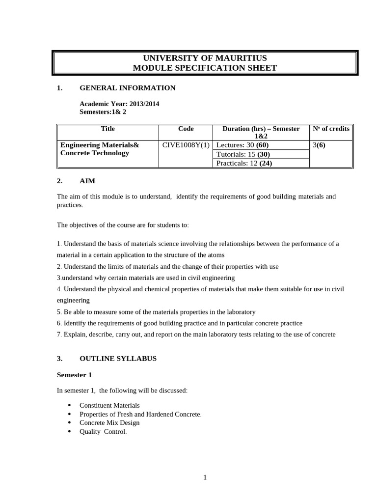 MSS CIVE1008 2013 ECSA-Updated | PDF | Concrete | Strength Of Materials