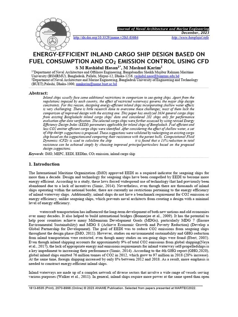 Energy-Efficient Design for Inland Cargo Ships | PDF | Ships | Naval ...