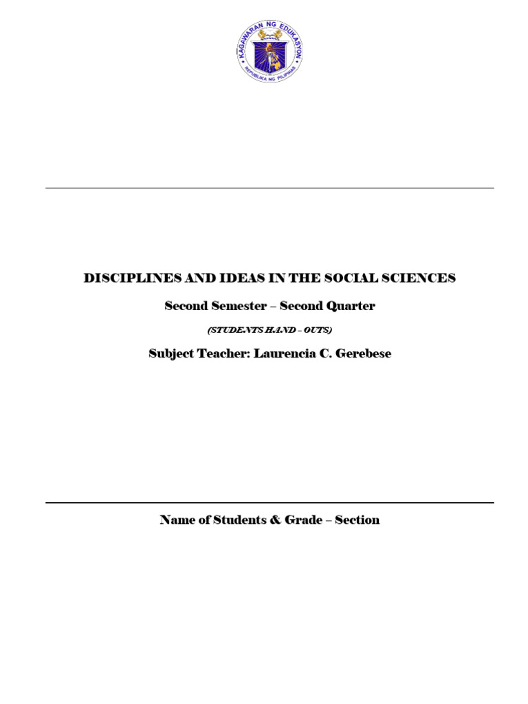 DISS 2nd Sem. 2ndQ Hand Outs | PDF | Phenomenology (Philosophy) | Hermeneutics