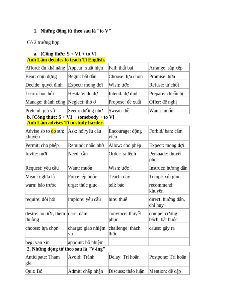 To V Ving | PDF