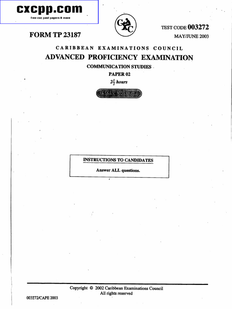 CAPE Communication Studies P2 2003 | PDF